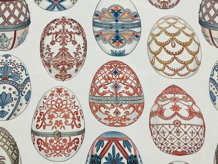 Luksusstoff i Oeko Tex STANDARD 100 bomull med elegante Fabergé-egg ...