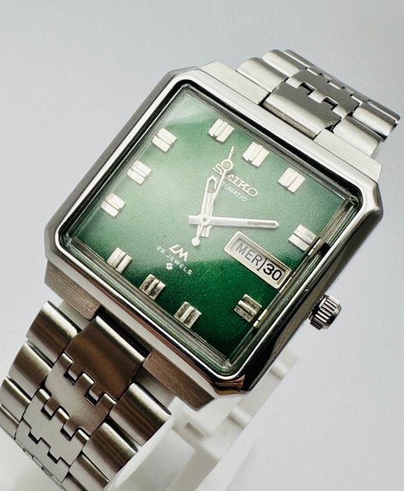 Seiko - Seiko Lord Matic 5606-5110 - Green Dial and Square Case - Ingen ...