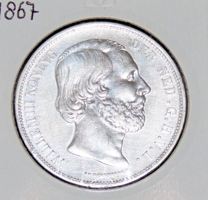 Nederland. Willem III. 2 1/2 Gulden 1867 (Ingen reservasjonspris ...
