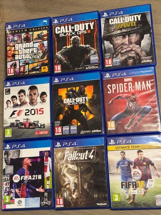 Sony - Playstation 4 (PS4) - Lot of 9 - Videospill - I original eske | FINN-torget
