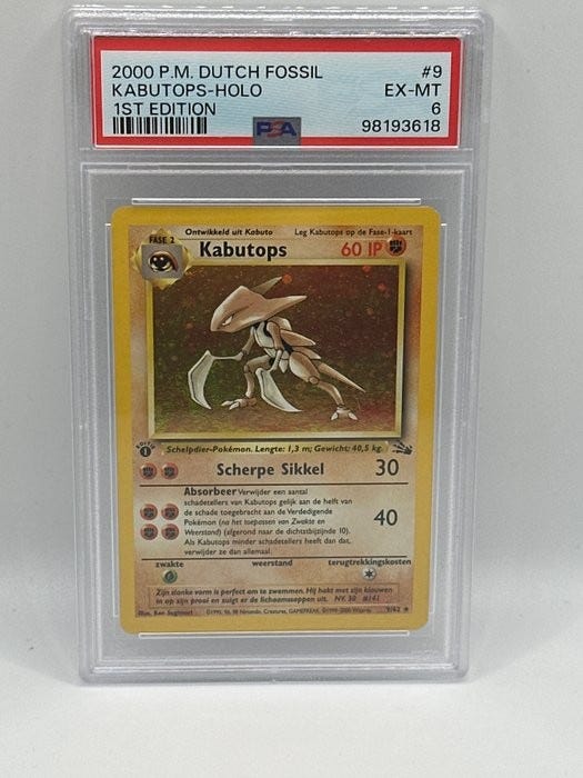 Pokémon - 1 Graded card - Kabutops 1st edition - PSA 6 | FINN-torget