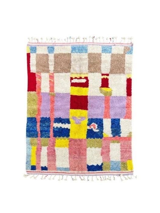 Moderne Vibrant Fargerikt ullteppe - Marokkansk teppe - Berber-teppe - Beni Ouar | FINN-torget