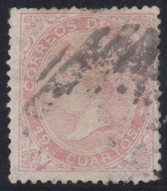 Spania 1867 - Isabel II. 19 kvartaler, rosa. - Edifil 90 | FINN-torget