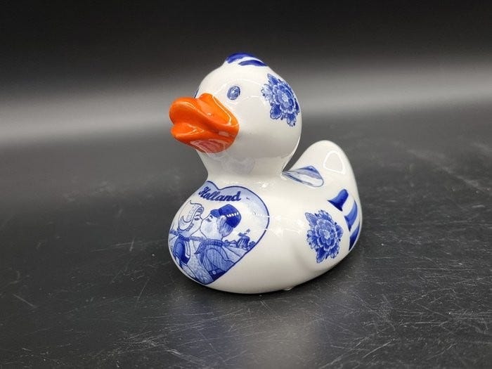 Statue, Bath Duck - Delfts Blauw - 9 cm - Porselen | FINN-torget