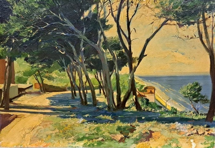 Italiensk skole (XX) - Sfumature di tramonto tra gli alberi | FINN-torget