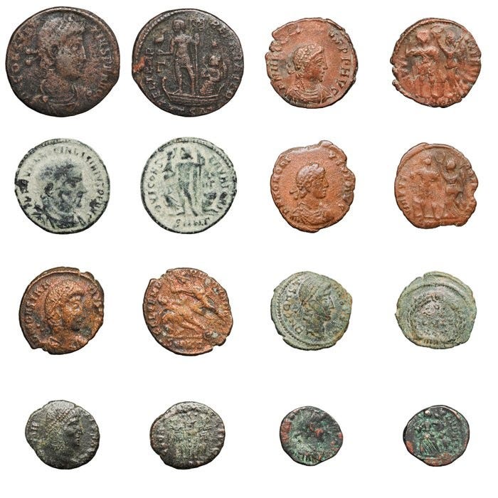 Roman Empire Lot of 8 Coins. Including Licinius, Constans, Constantius ...