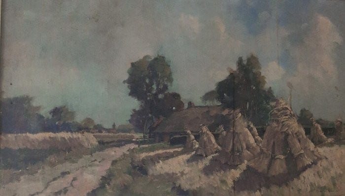Jos Croin (1894-1949) - Boerderij met korenschoven | FINN-torget