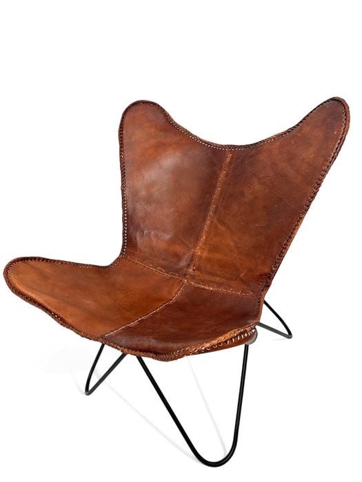 Lenestol - Butterfly stol - Lær, Metall - Butterfly stol | FINN-torget