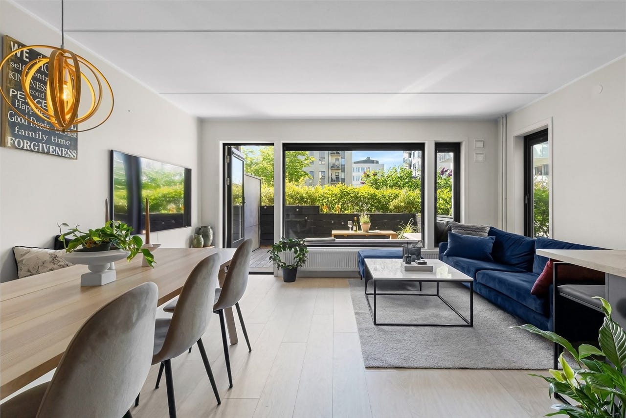 Lekker og moderne 2-roms - Solrik og vestvendt markterrasse på 11 kvm ...