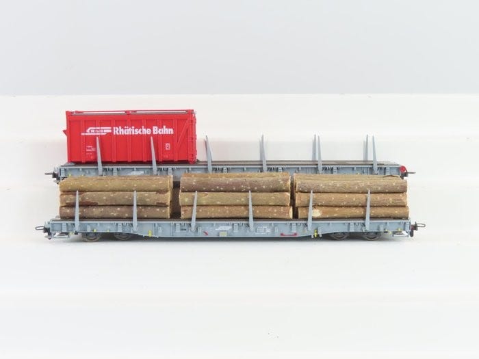 Bemo H0m - 2291 108/2291 123 - Modelltog godsvogn (2) - 2 transporter ...