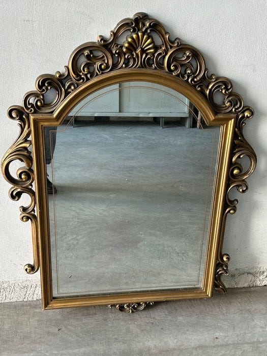 Speil- floral - Valnøtt - Antikt speil | FINN-torget