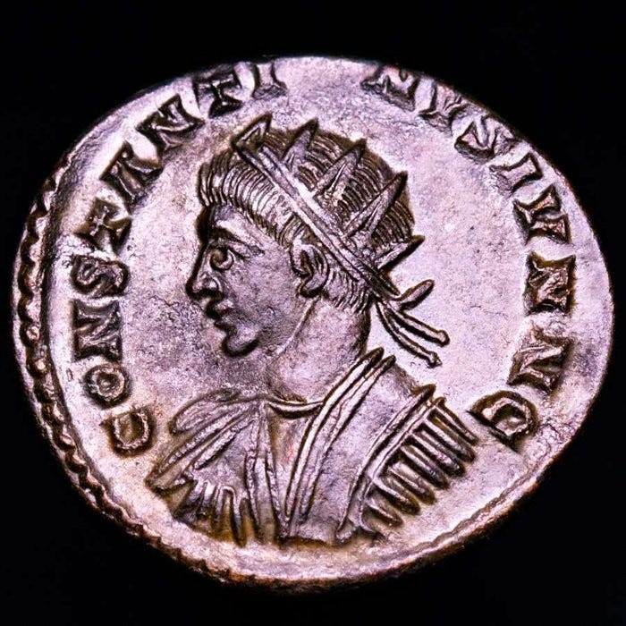 Roman Empire. Constantine II (AD 337-340). Radiate Follis London mint ...