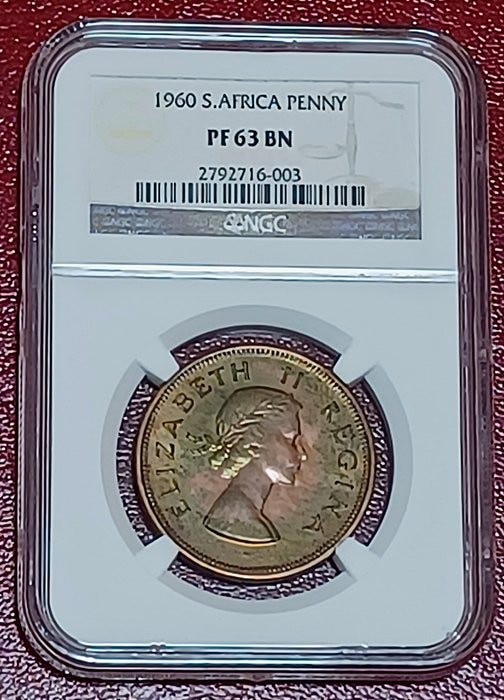 Sør-Afrika. 1 Penny 1960 - NGC PF63BN BROWN RARE MINTAGE 3,360 (Ingen reservasjo | FINN-torget