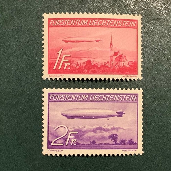 Liechtenstein 1936 - Zeppeliner med god sentrering - Michel 149/150 ...
