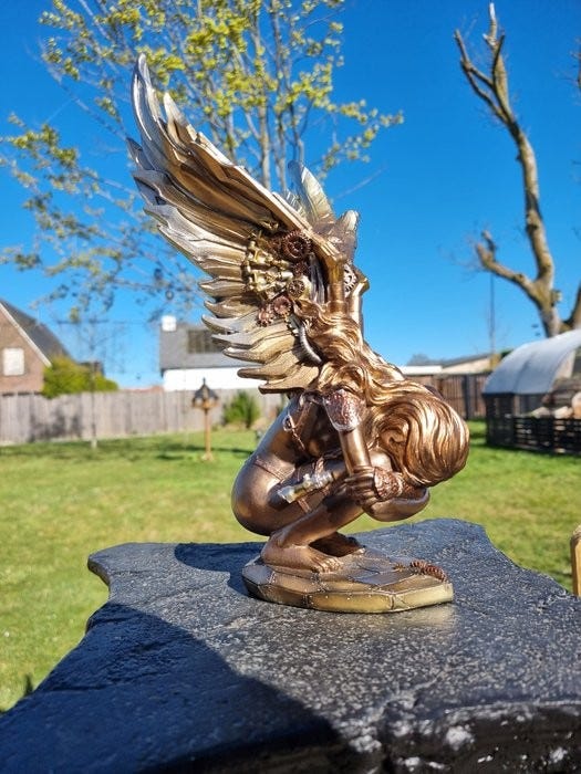 Statue, Large Steampunk Angel - 33 cm - Resin | FINN-torget