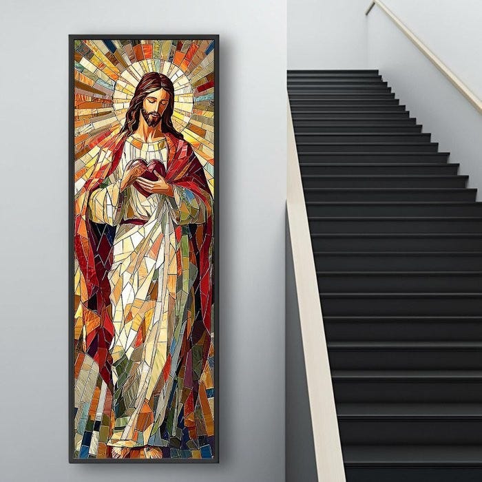 CARCANVAS_IT - Vertical Panoramic Jesus with world heart - XXXL 50 x ...