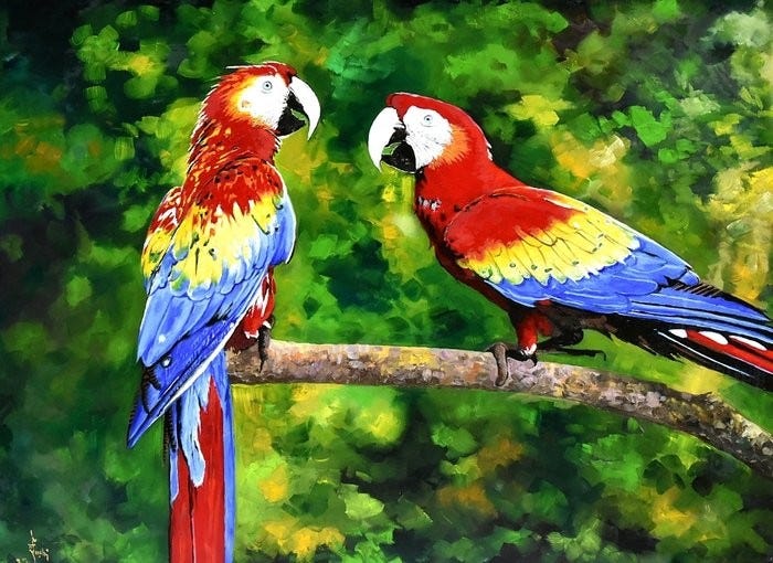 Jack Lacky (1956) - Parrots - XL format | FINN-torget