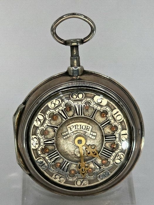 George Prior London - Silberspindeluhr - prunkvolles Champleve ...