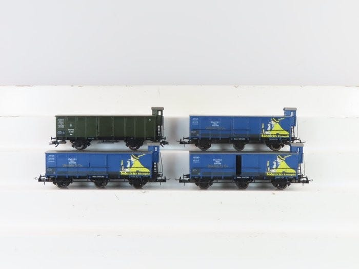 Trix H0 - 23959/23949 - Modelltog godsvogn (4) - 4 lukkede vogner ...