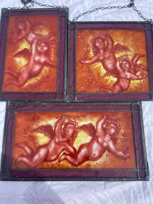 Antikvitet Glassmaleri (3) - ukjent - Engler | FINN-torget