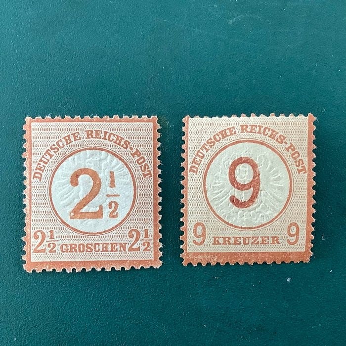 Det tyske keiserrike 1874 - Brutschild med overtrykk - Michel 29/30 ...