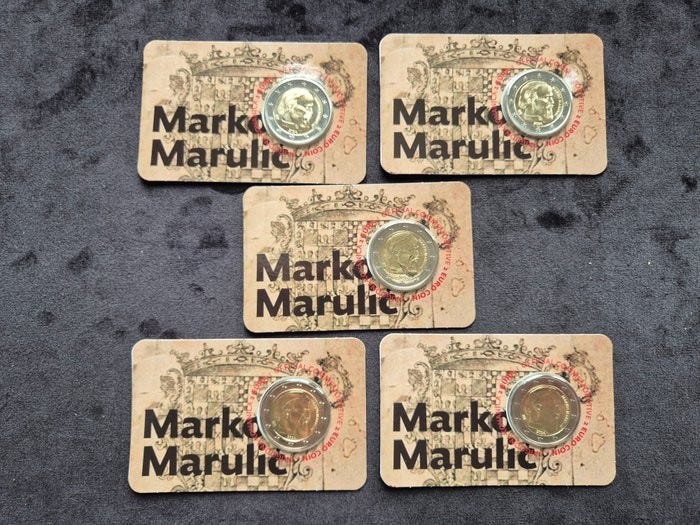 Kroatia. 2 Euro 2024 "Marko Maruli?" (5 stuks) (Ingen reservasjonspris ...