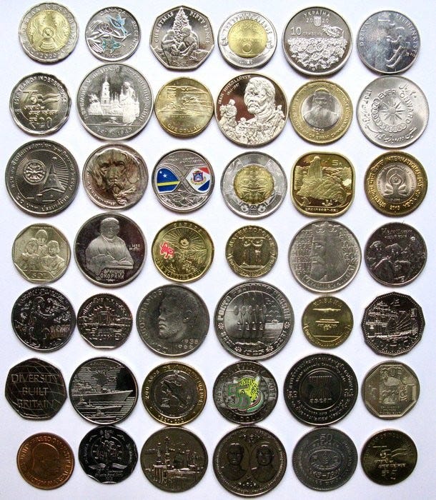 Verden. Collection "special" worldcoins 1964-2022 (42 different pieces ...