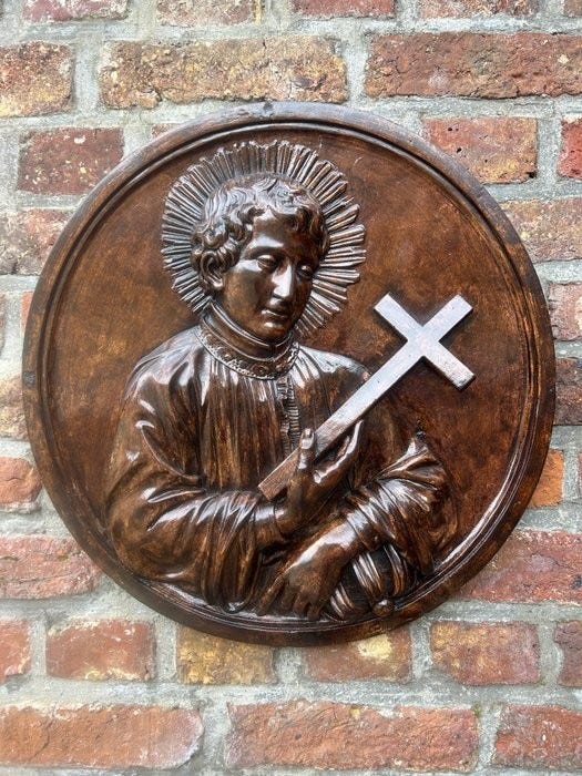 Skulptur, Fijn gesulpteerde Heilige Johannes de Doper. Neo Gotisch ...