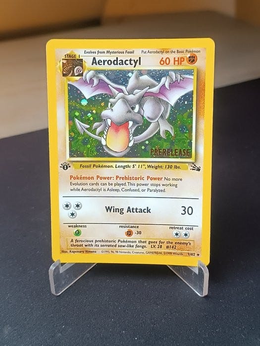 Pokémon - 1 Card - Aerodactyl first edition Prerelease Første utgave ...