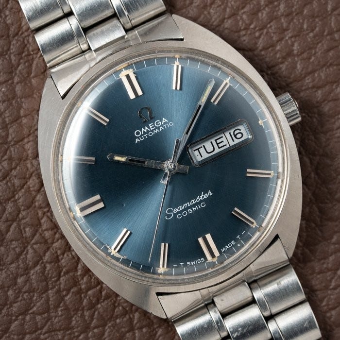 Omega - Seamaster Cosmic Automatic Day Date Blue Dial - Ingen ...