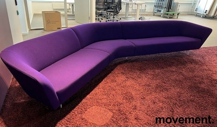 Arper, Loop loungesofa i lilla ullstoff, 2-seter+135graders hjørne+2 ...