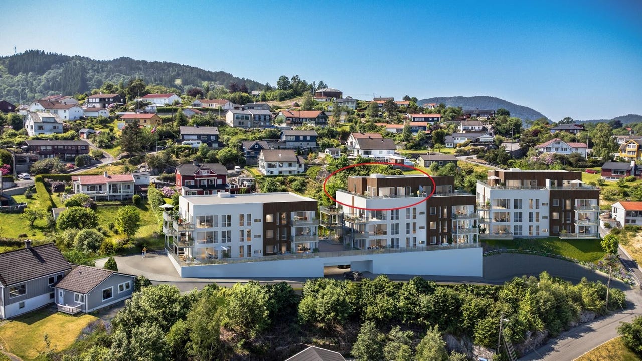 Flott toppleilighet med privat takterrasse på 78kvm i Os sentrum. Heis og garasjeplass i u.etg ...