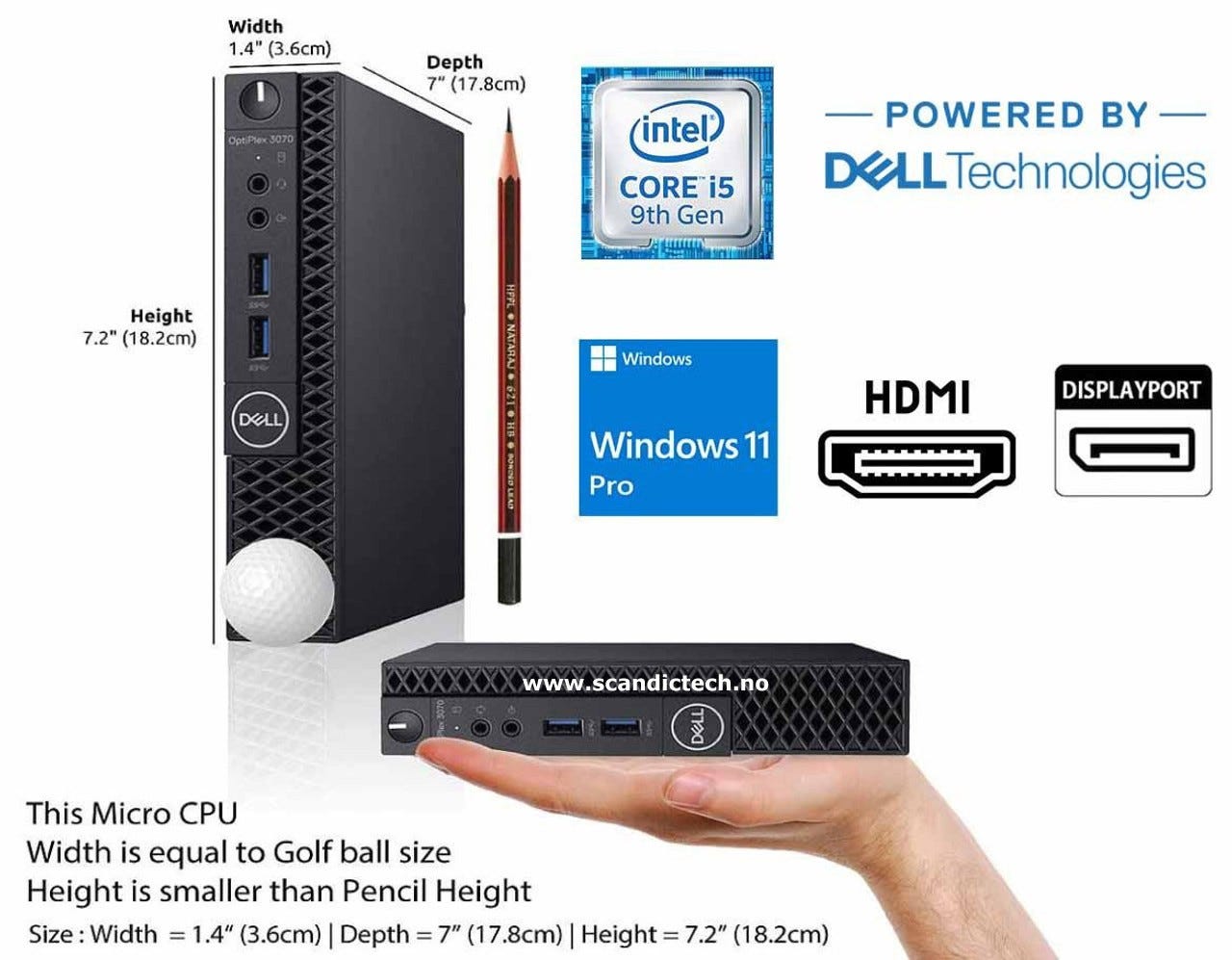 DELL OptiPlex 3070 i5-9500T Micro Tower Intel Core i5 16GB DDR4 256GB ...