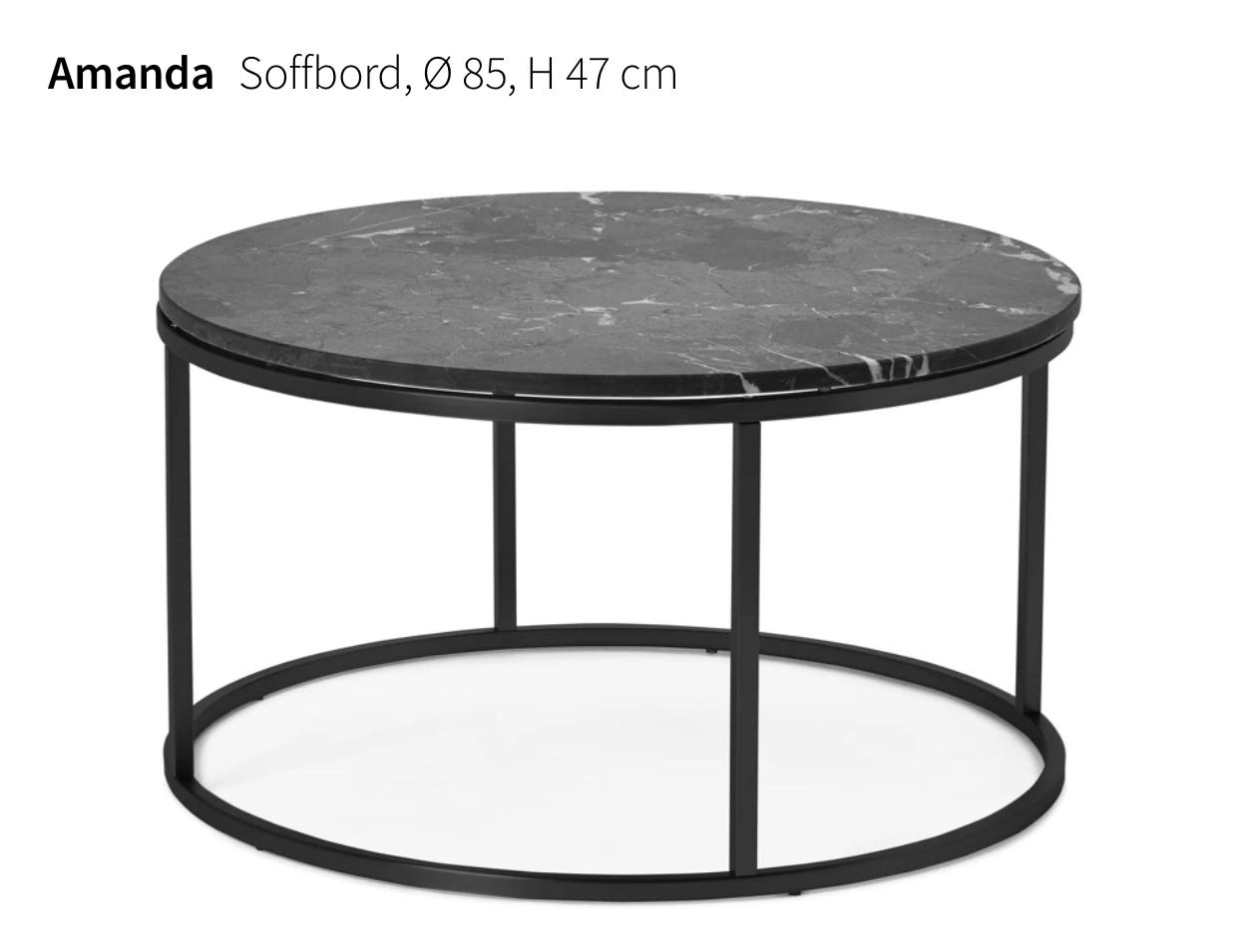 Sofa bord i sort marmor til bra pris! | FINN-torget