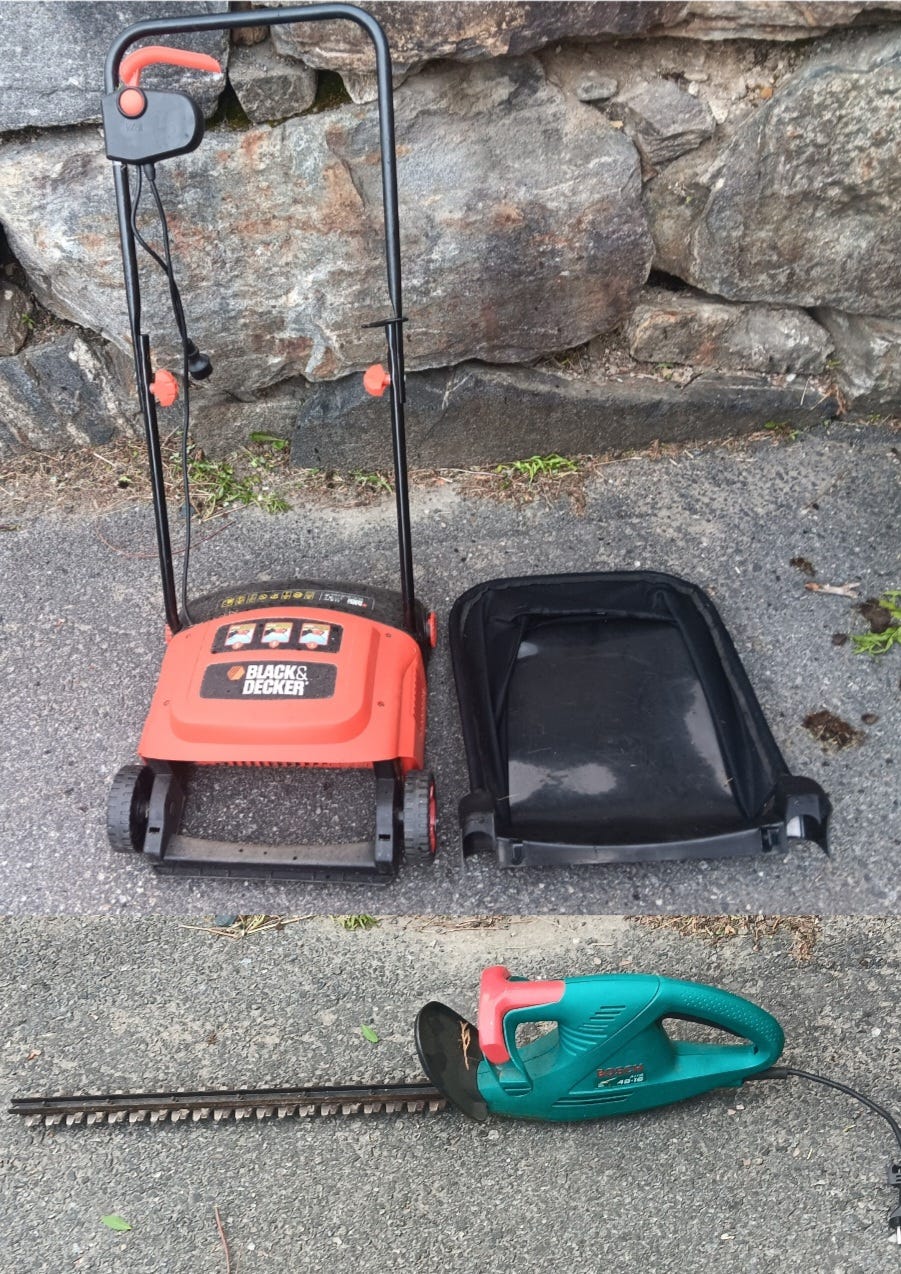 Elektrisk mosefjerner og hekksaks selges | FINN-torget