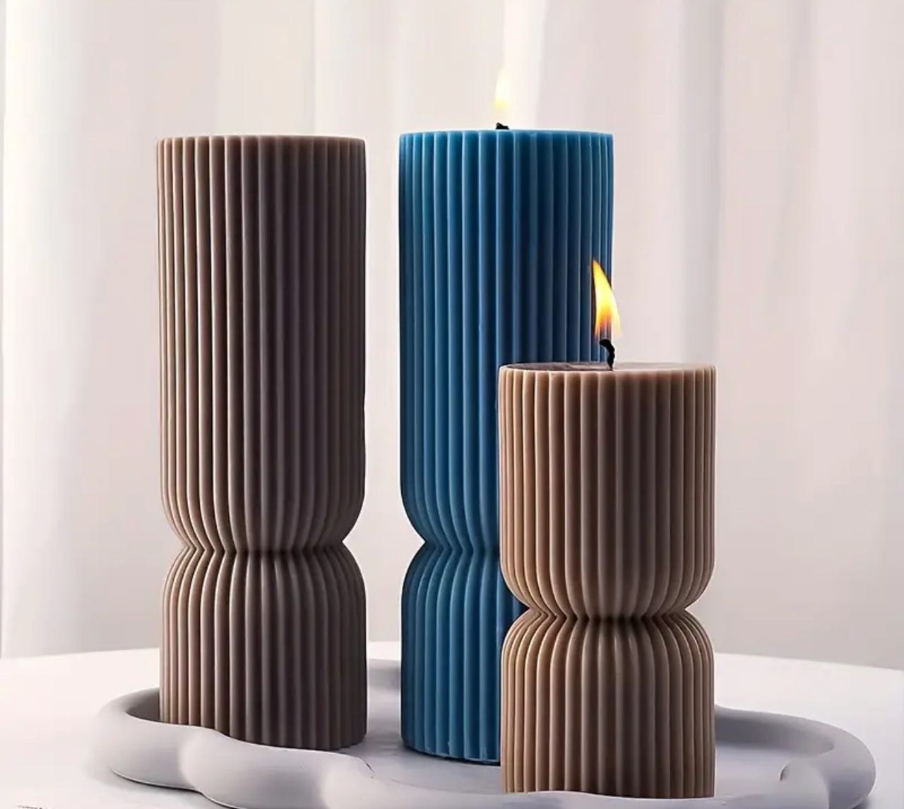 Sett med to Silikonformer - pinstripete - til lysstøping DIY | FINN-torget