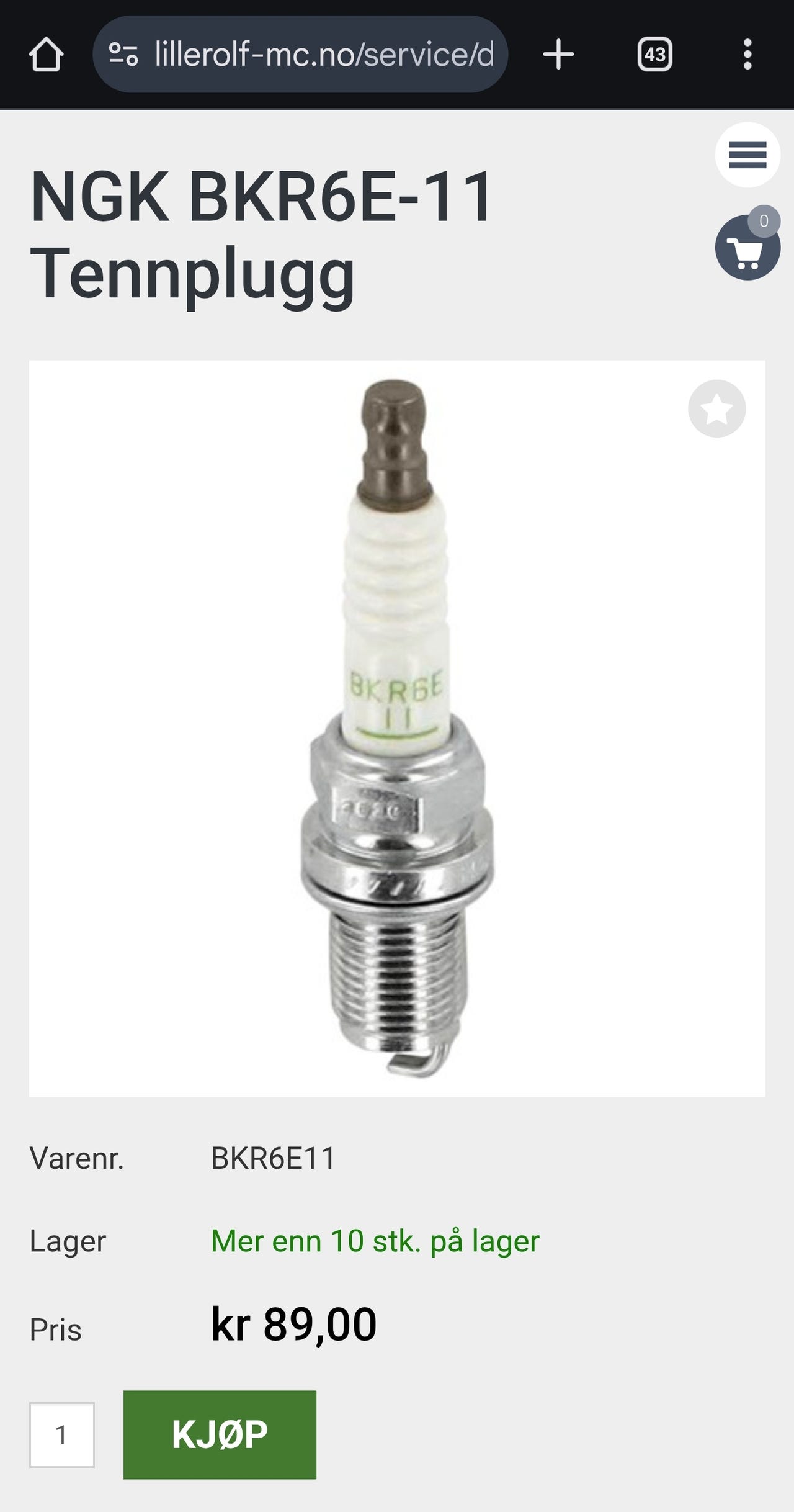 3x NGK BKR6E-11 Tennplugg | FINN-torget