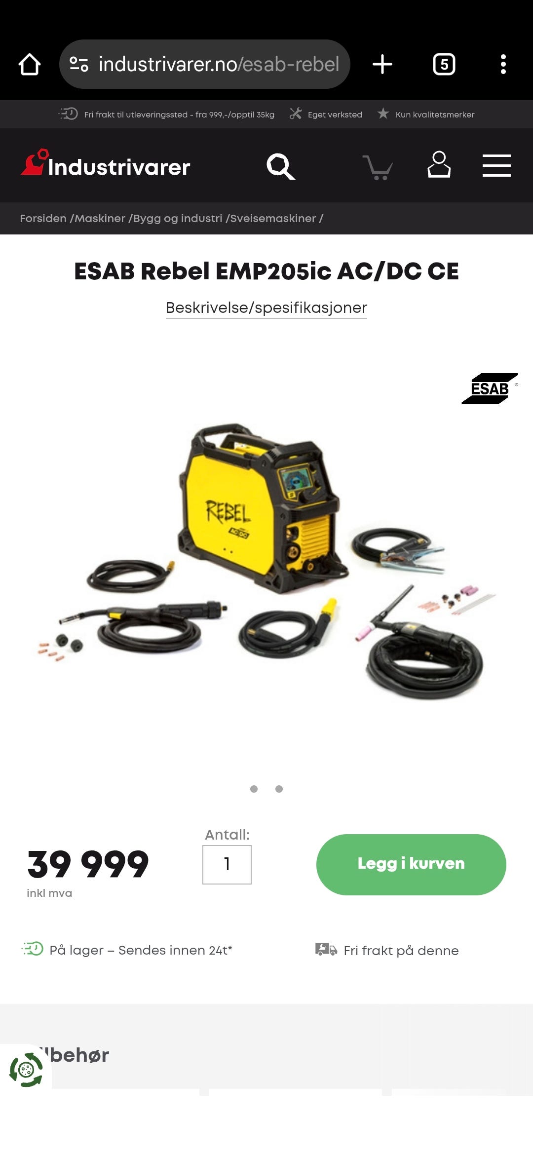 Esab rebel 205 ac/dc | FINN-torget