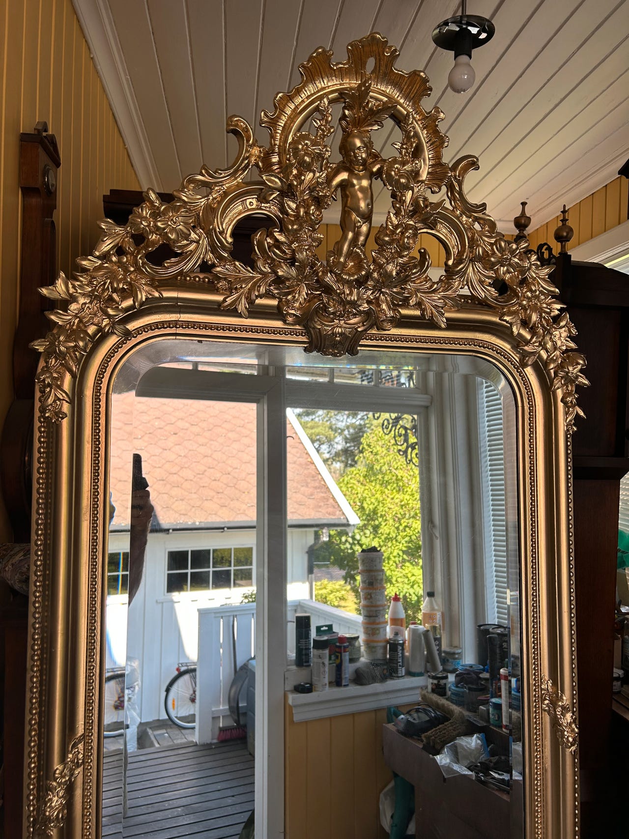 Gedigent antikt rokokko konsoll speil. Nyrestaurert | FINN-torget