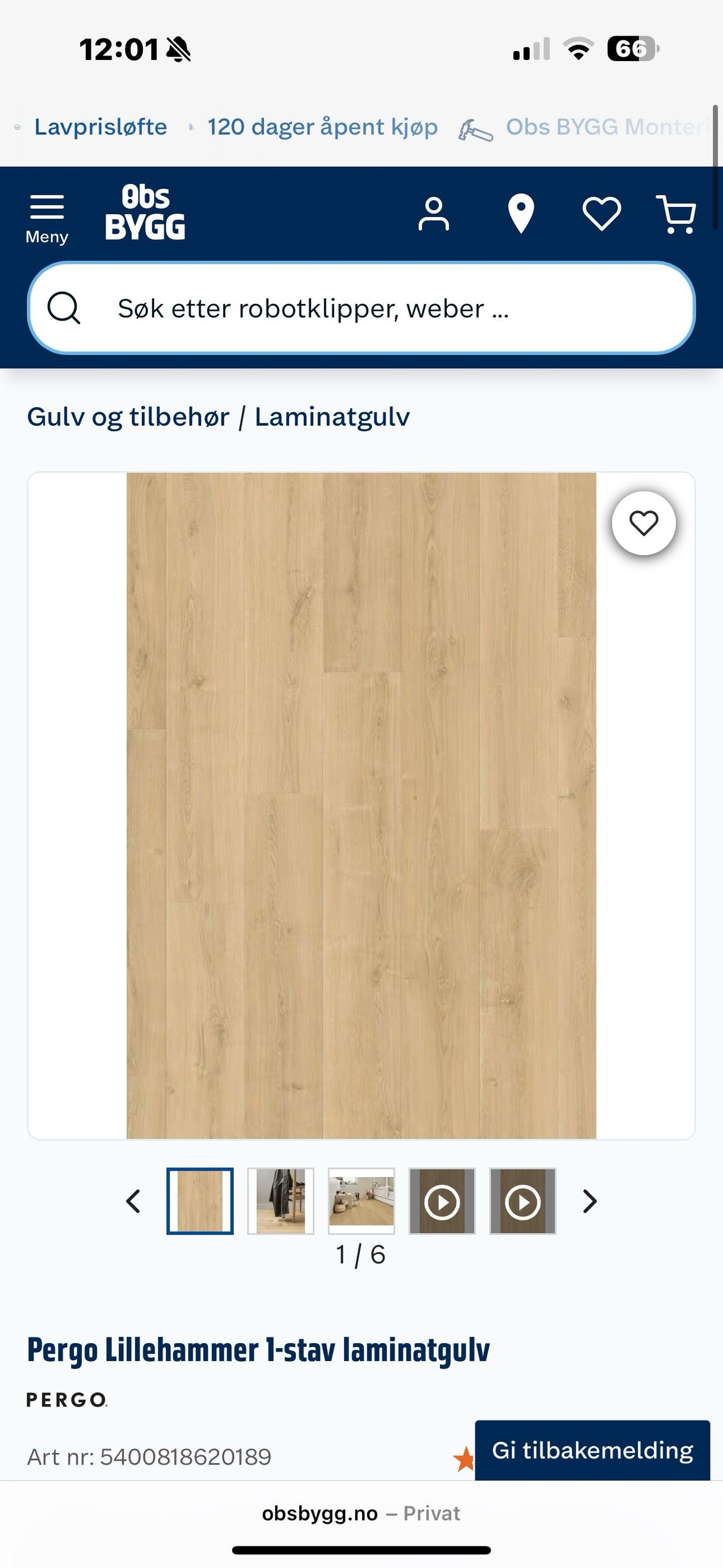 Pergo Lillehammer 1-stav laminatgulv i fargen pure oak | FINN-torget