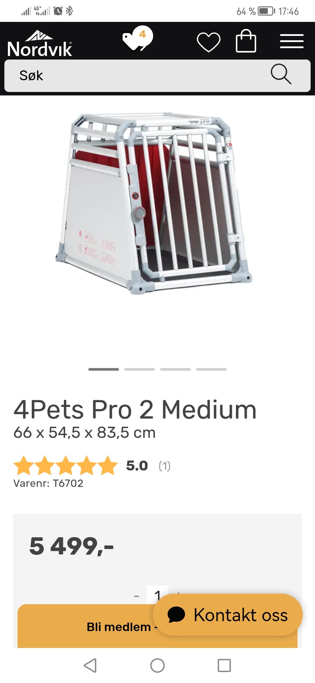 4Pets Pro 2 Medium Hundebur 66x54,5x83,5 cm Grå Aluminium | FINN-torget