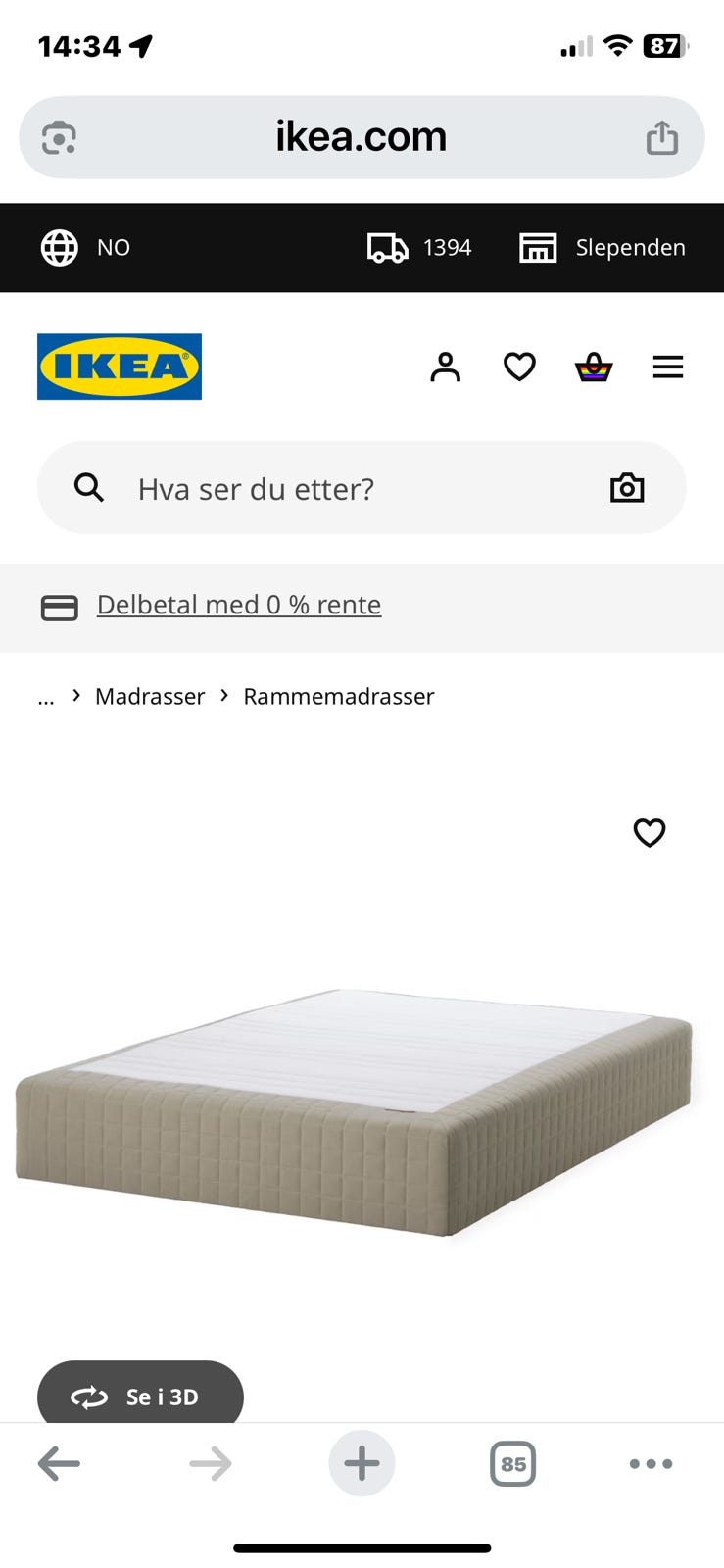 Rammemadrass Skårer IKEA 140x200 gis bort | FINN-torget
