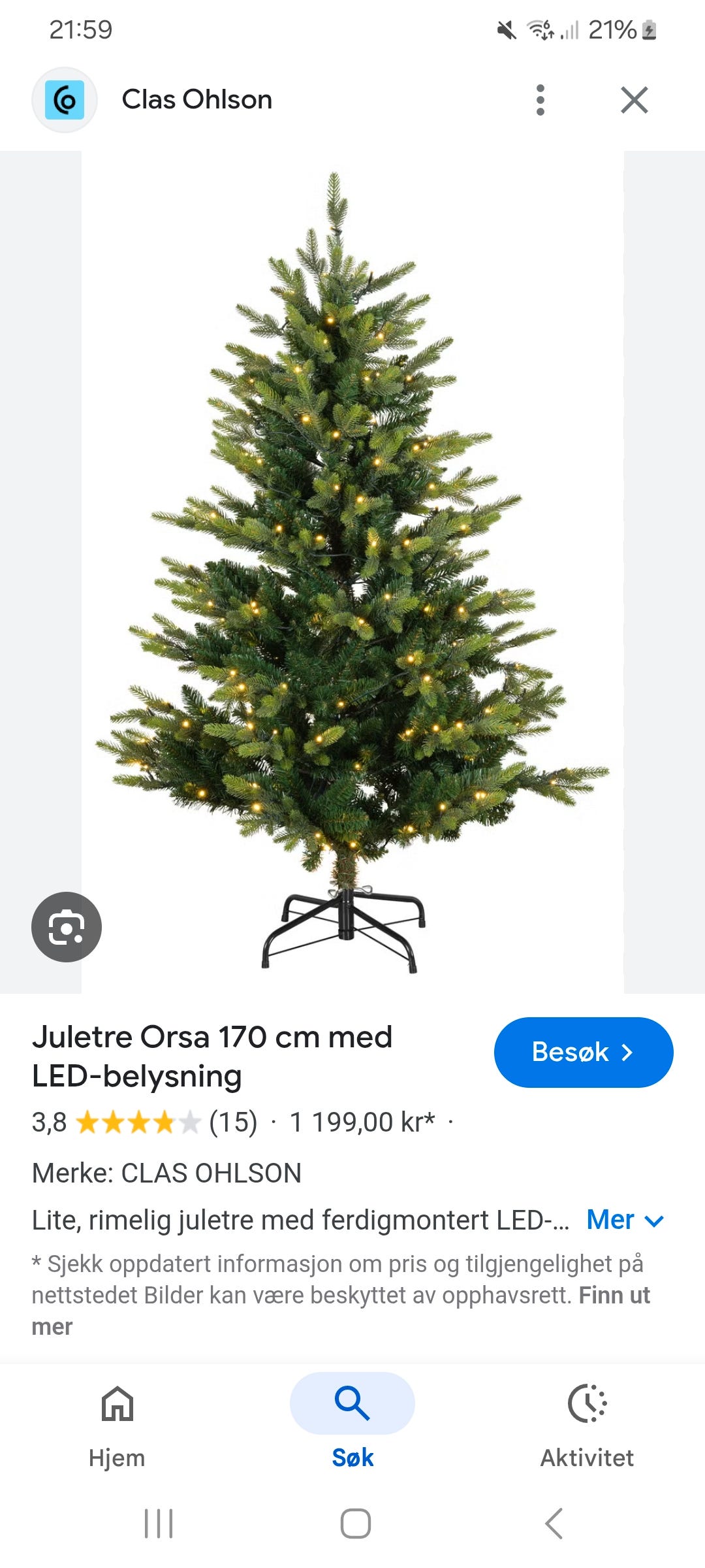 Juletre med ledlys og juletrekrage | FINN-torget