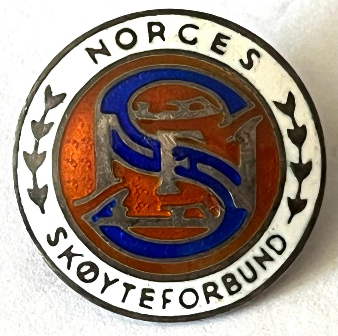 Norges skøyteforbund eldre sølv og emalje nål merke pin | FINN-torget