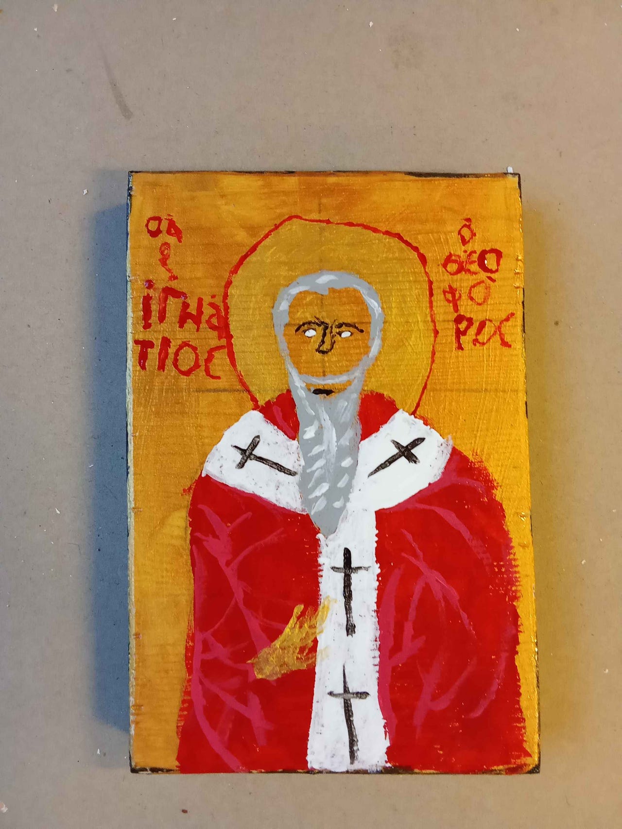 Hjemmemalet ikon av Sankt Ignatius av Antiokia 15cm x 10cm | FINN-torget