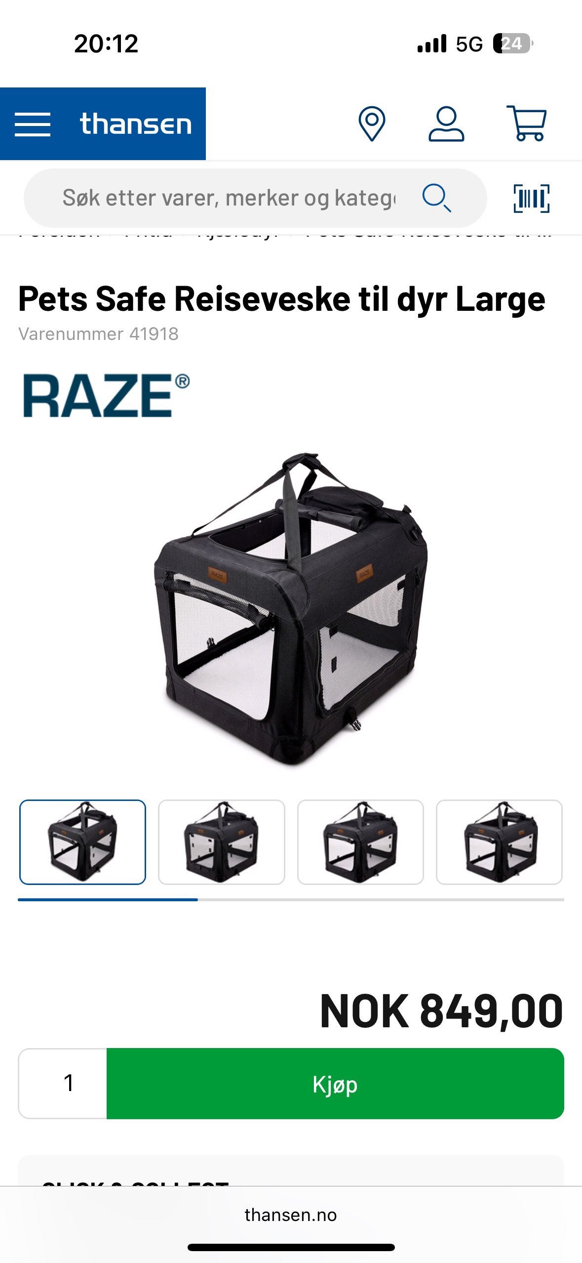 RAZE Reisekasse for dyr 70x52x52 cm svart polyester | FINN-torget