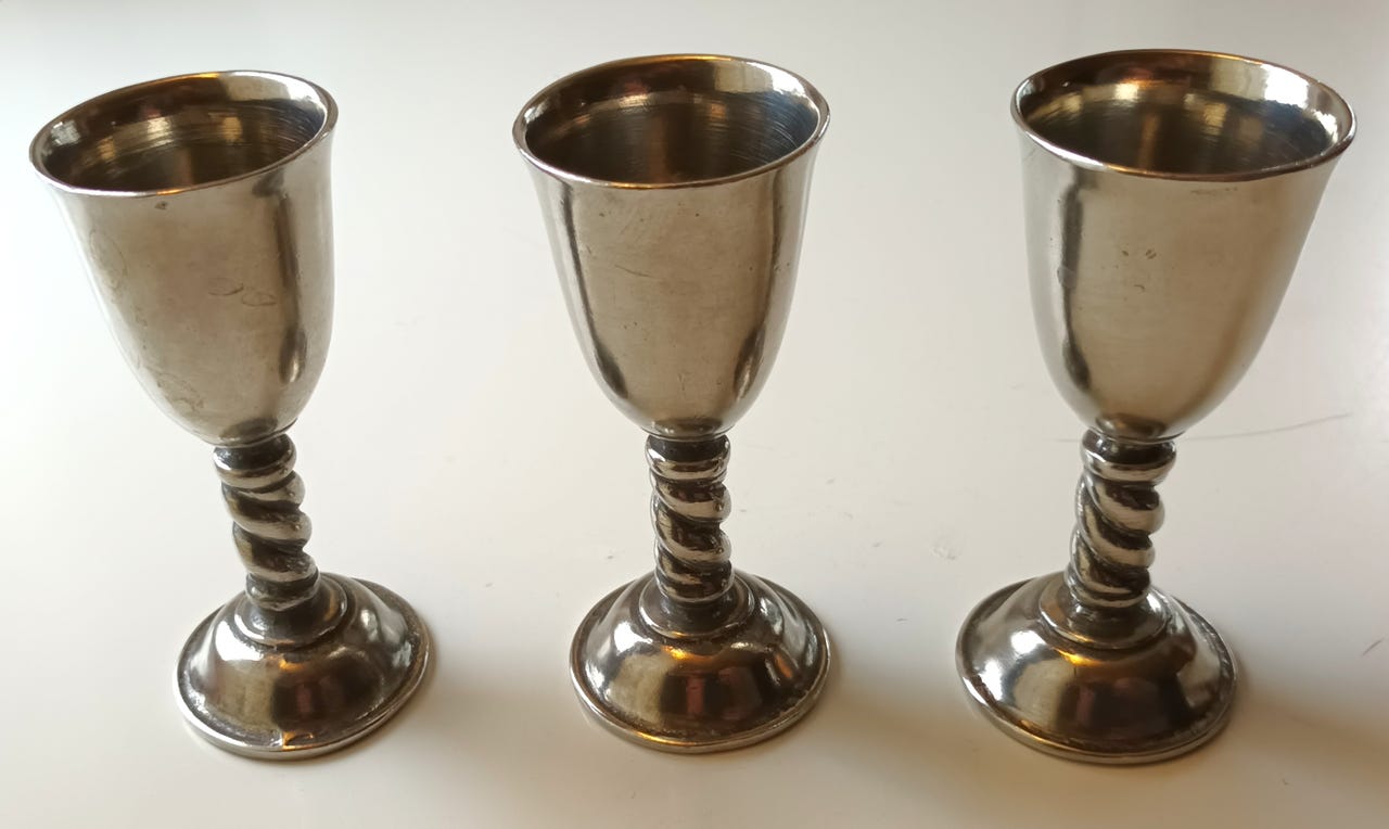 Snapsbeger fra Havstad tinn, 3 stk | FINN-torget