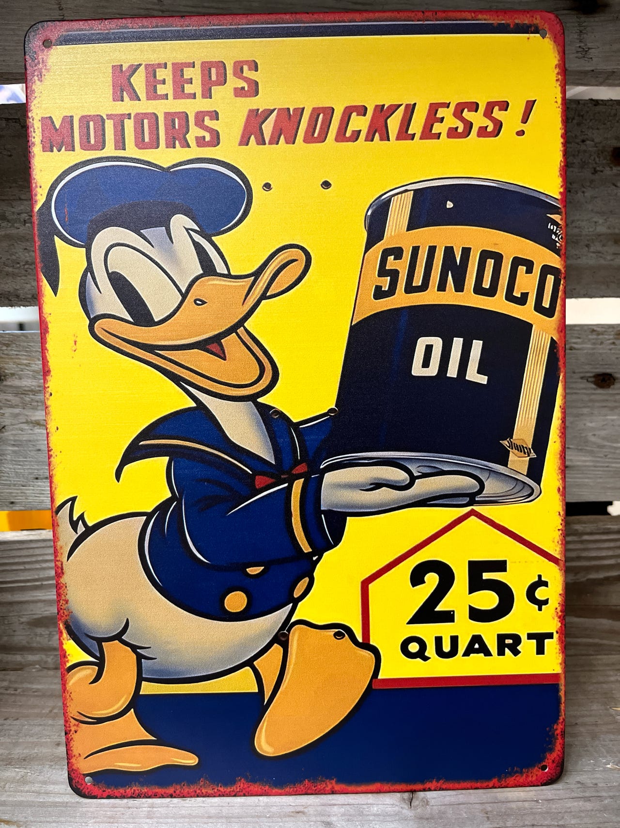 Donald Duck: Sunoco Oil. Skilt I Tynnmetall 20X30 Cm. Bar, Man Cave ...