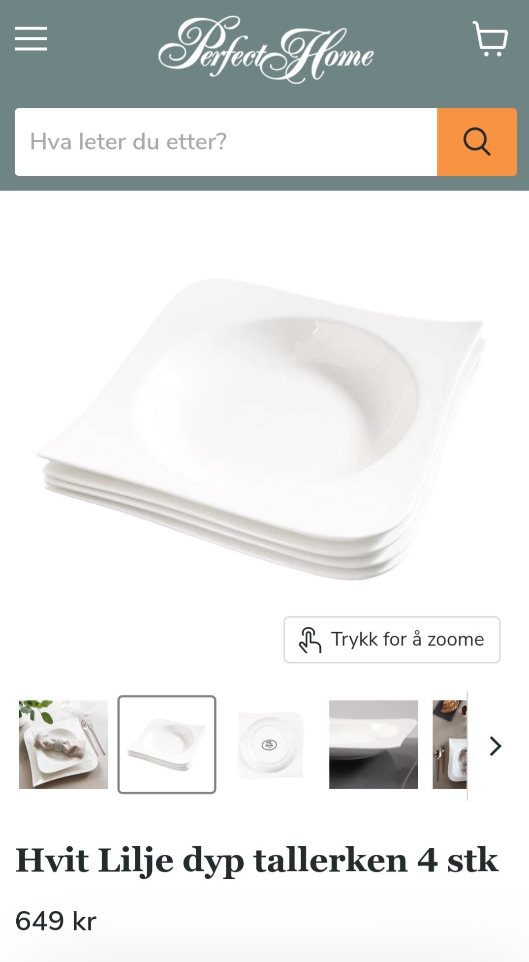 Hvit lilje servise, perfect home. 4 dype tallerken | FINN-torget