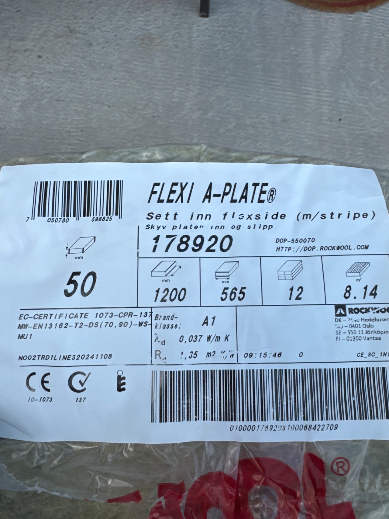 Rockwool Flexi A-plate 50mm | FINN-torget